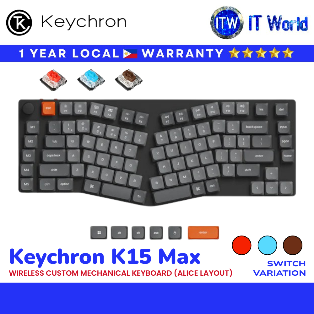Keychron K15 Max (Alice Layout) QMK RGB Wireless Mechanical Keyboard ...