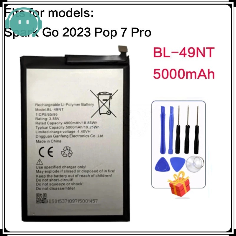 BL-49NT Tecno spark go 2023 / Spark GO 2024 /POP 7 PRO Battery BL-49NT ...