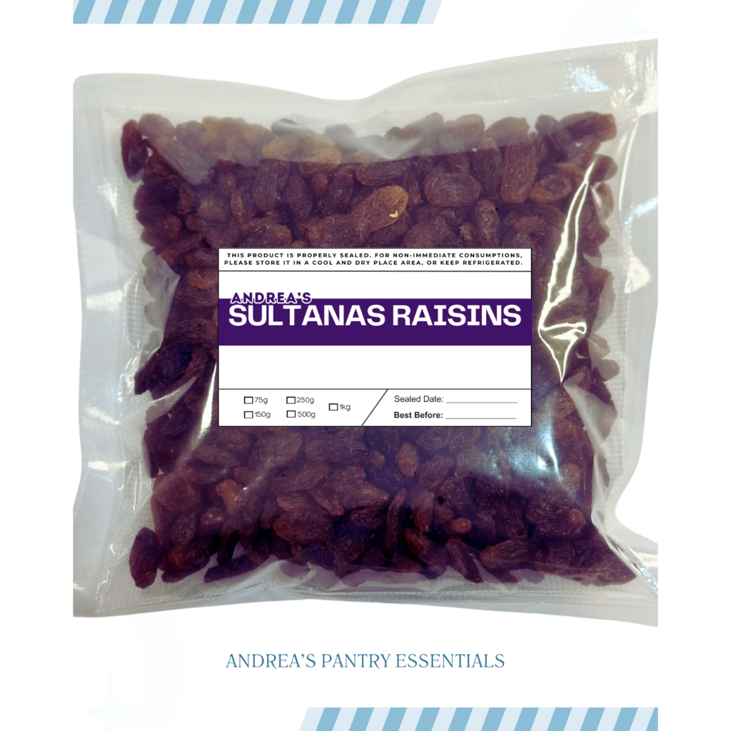 Andrea's Sultanas Raisins - Naturally Sweet Chewy, Rich in Fiber Energy ...