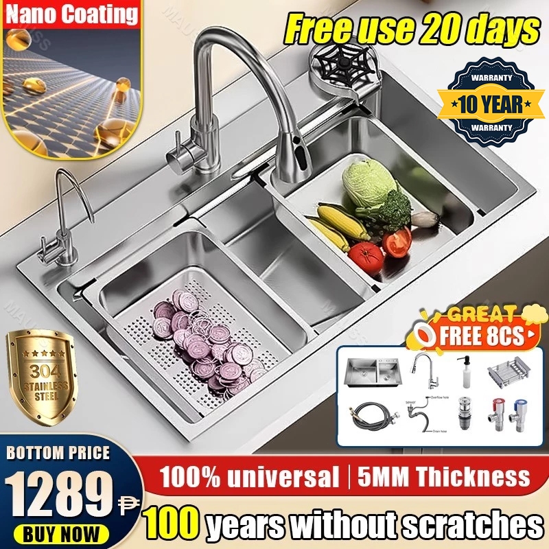 Germany SUS304 Kitchen Sink Thickness Single Double Silver Silver ...