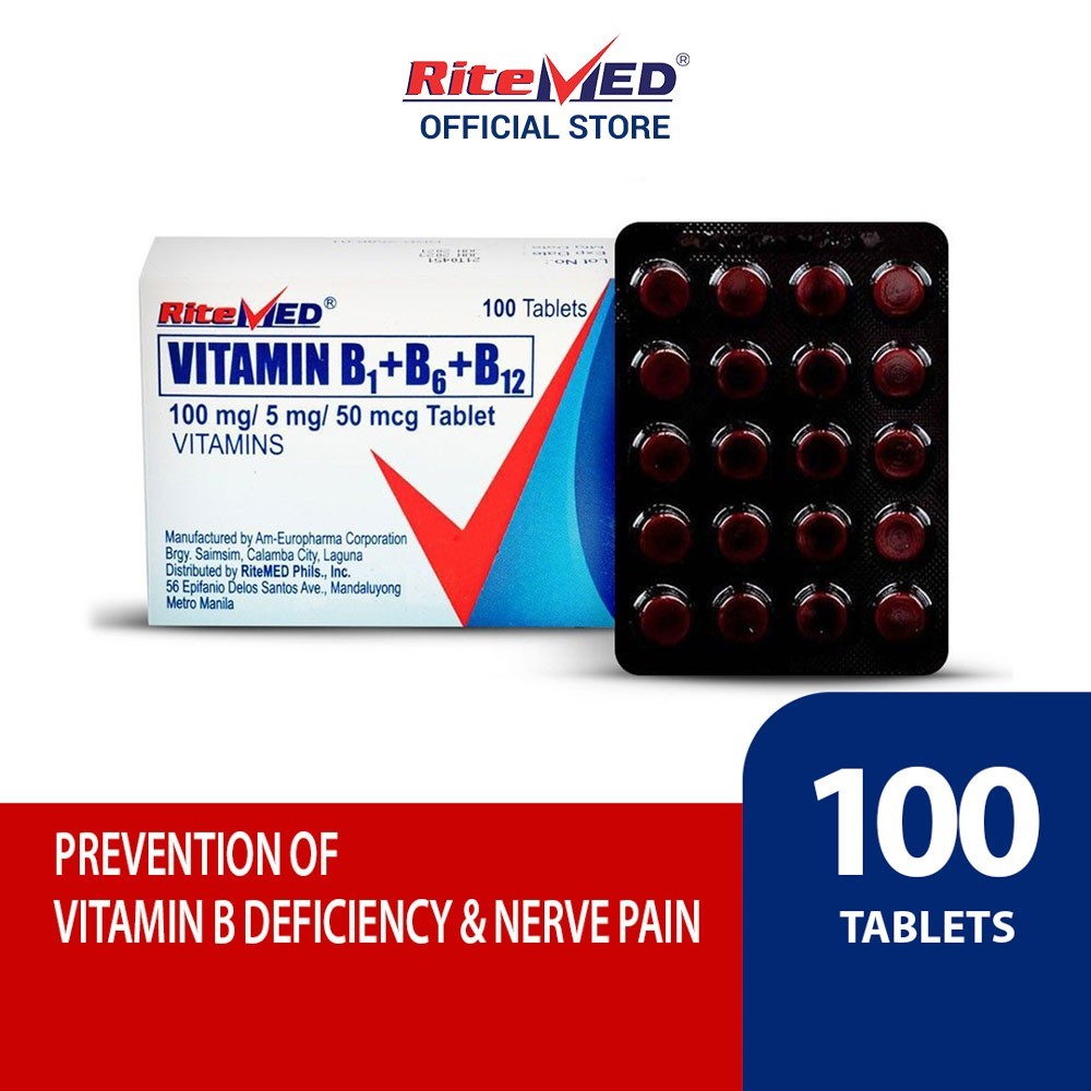 Unilab - RiteMED Vitamin B Complex 100mg/5mg/50mcg per tablet 100 ...