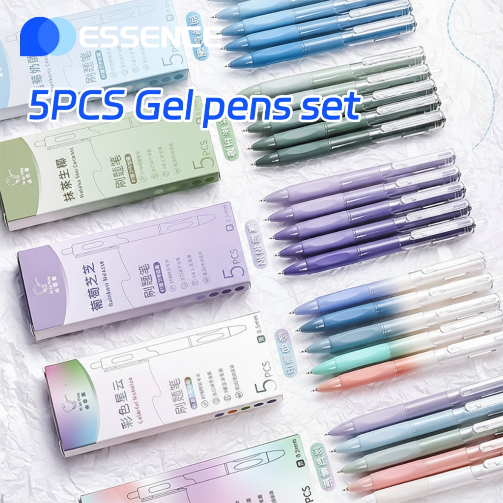 5Pcs/set Gel Pen Neutral Pen 0.5mm Black Ink Morandi Color Simple Gel ...