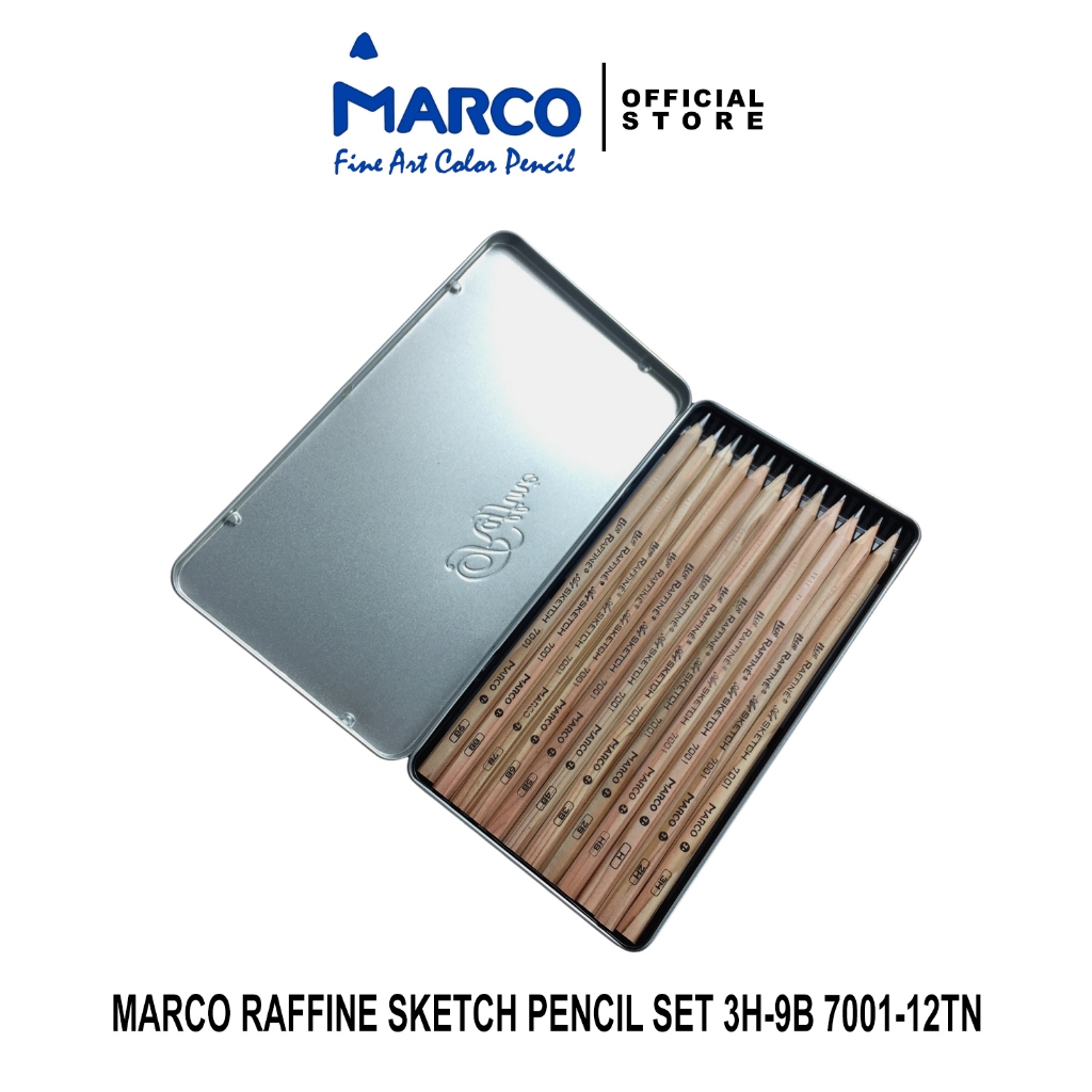 MARCO RAFFINE SKETCH PENCIL SET 3H-9B 7001-12TN | Shopee Philippines