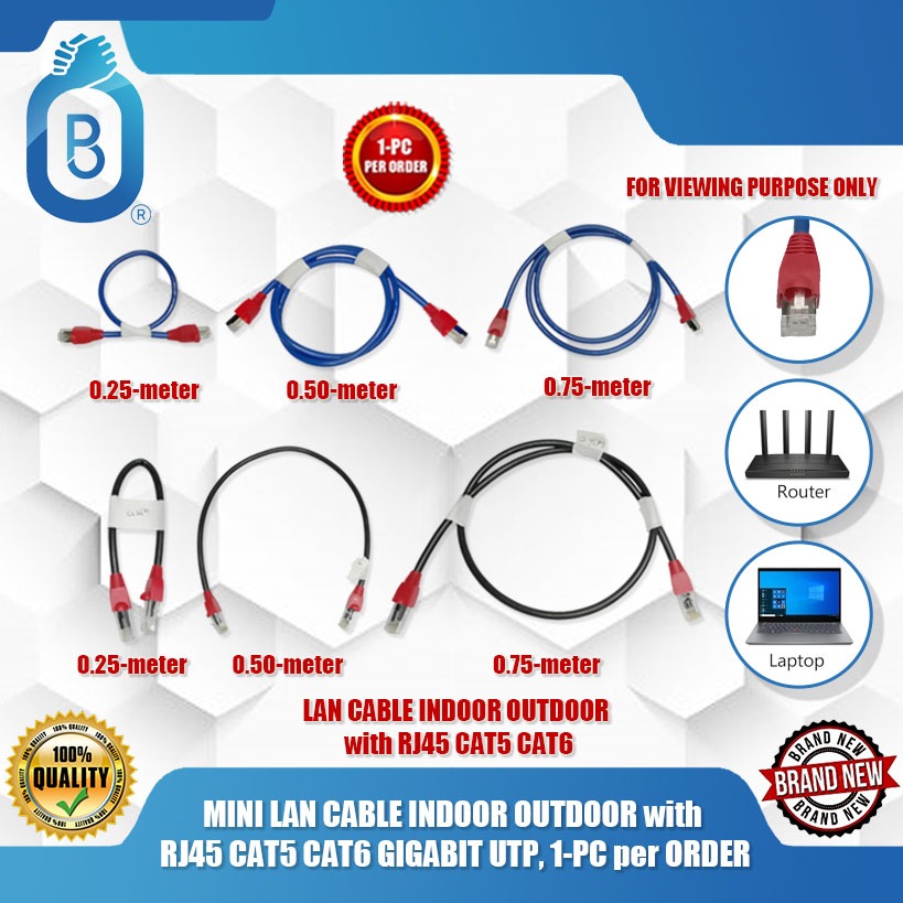 MINI LAN CABLE INDOOR OUTDOOR with RJ45 CAT5 CAT6 GIGABIT UTP, 1-PC per ...