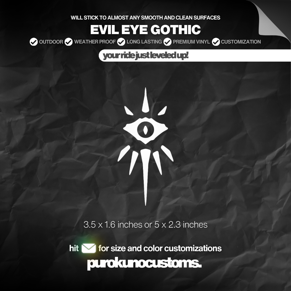 EVIL EYE GOTHIC Cutout Sticker Decal for Motorcycle, Car, and Bike ...