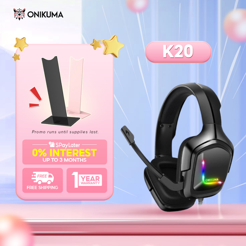 Onikuma K20 Wired Gaming Headset With Mic Noise Cancelling RGB Gaming ...