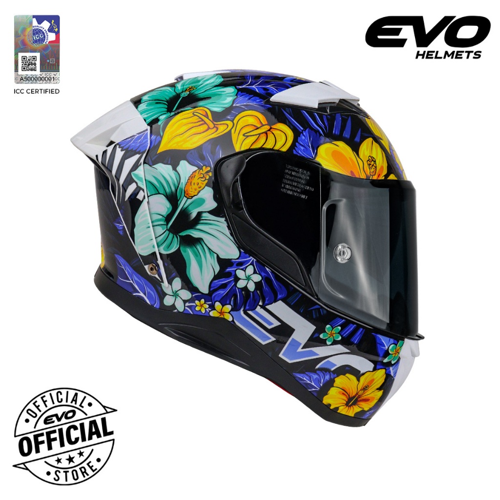 EVO XT-300 Flora Full Face Dual Visor Helmet Motorcycle With Free Clear ...