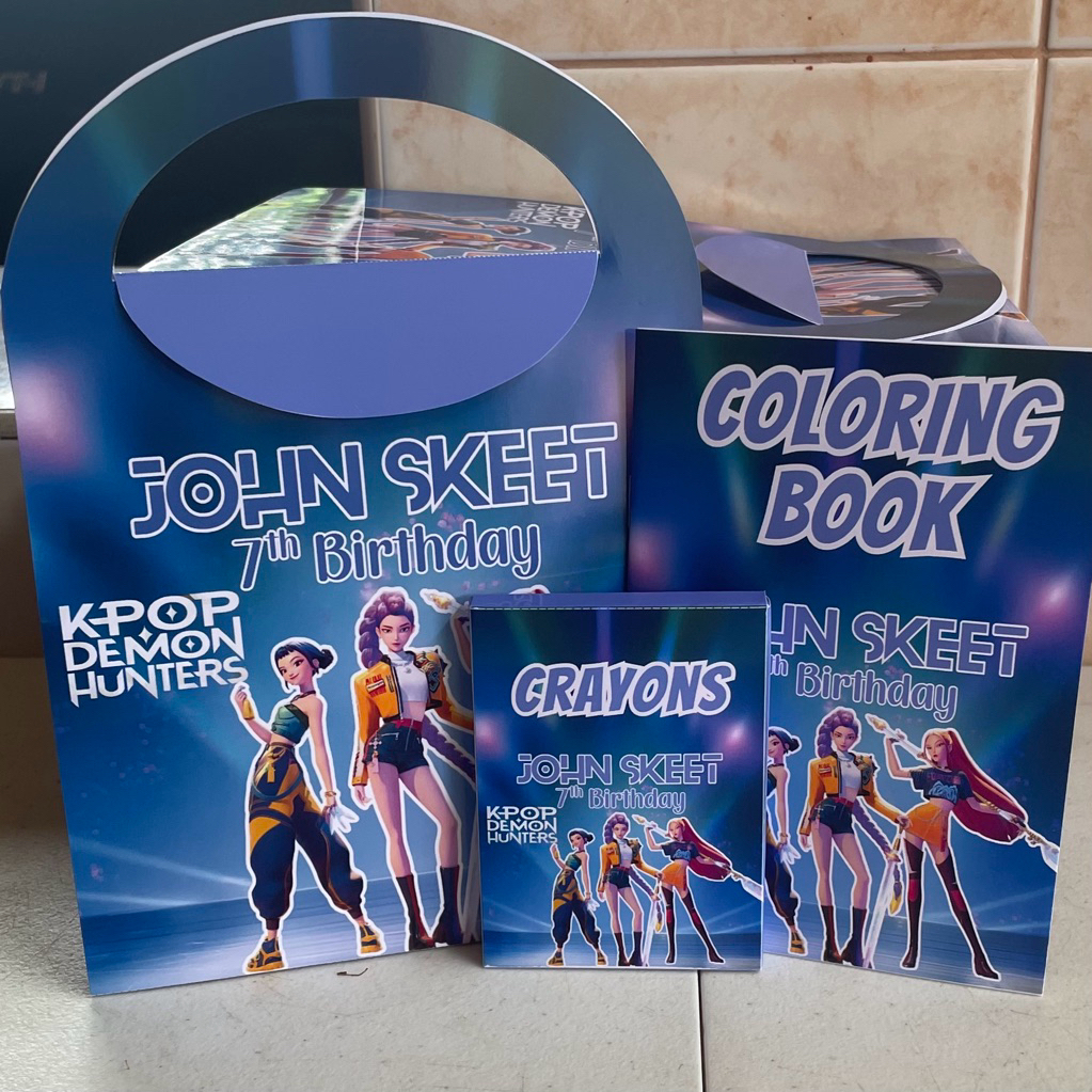 Huntrix Theme Loot Bag with Coloring Book and 8 Crayons | Shopee ...