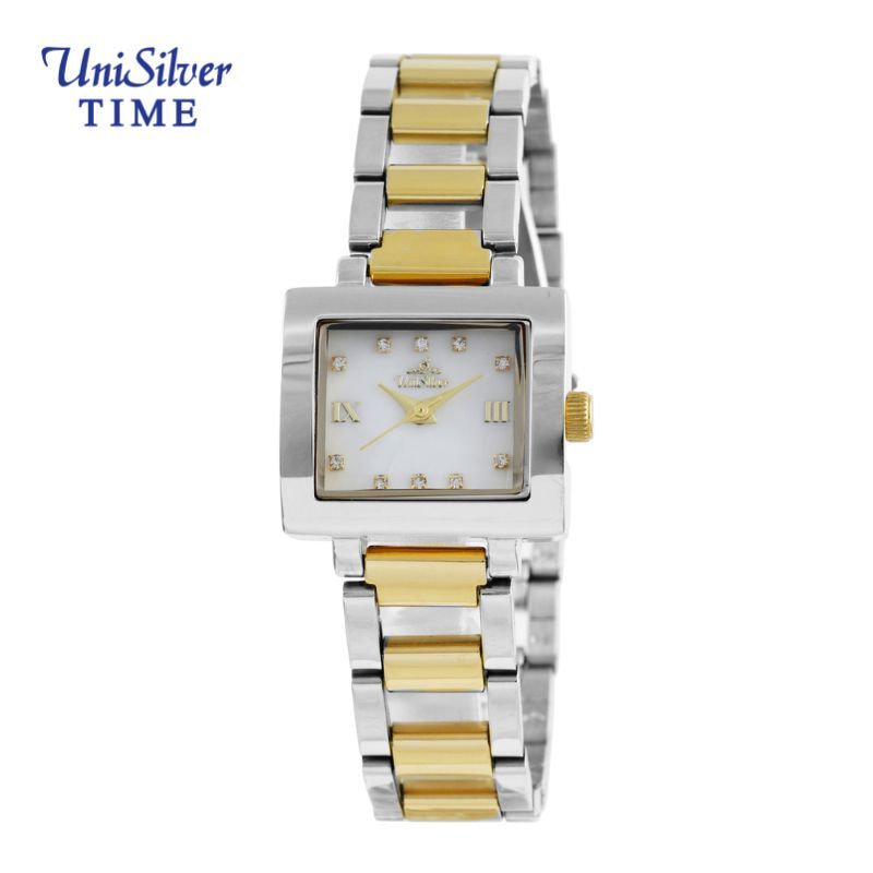 UniSilver TIME Women's Two-tone/White Dial Analog Stainless Steel Watch ...