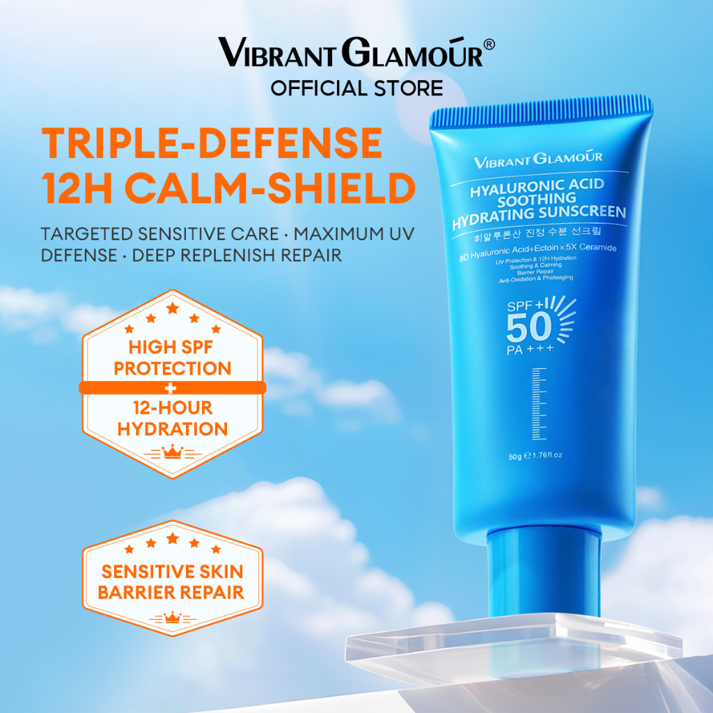 VIBRANT GLAMOUR Hyaluronic Acid Sunscreen Soothing & Hydrating SPF50+ PA+++ Face & Body UV ...