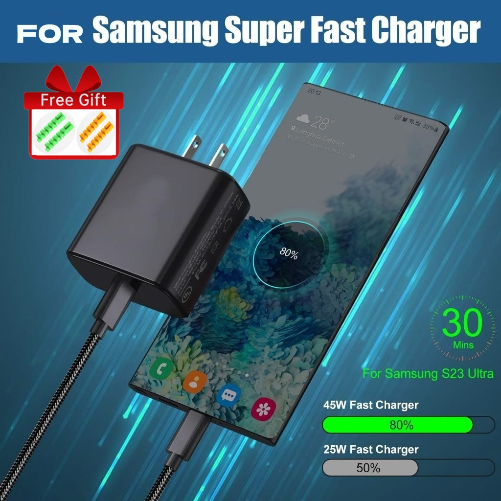 For Samsung 45W super fast charge type c to type c super fast charger ...