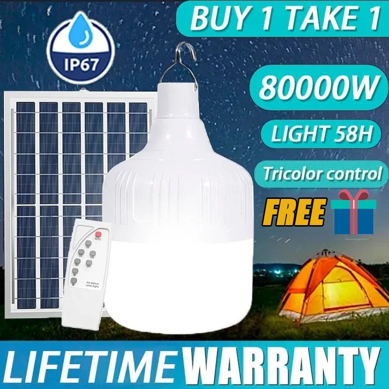 Hisenyee 80/120mm LED Solar Bulb Light outdoor Waterproof Indoor Light ...