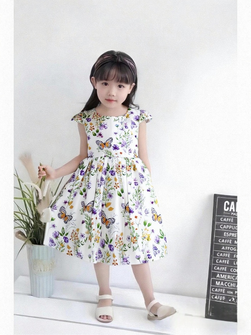TuTu Girl Sling Dress Flower Strap Dress Apparel Fabric Cotton Soft ...