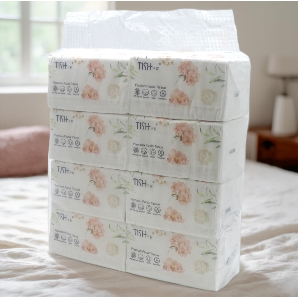 Premium Facial Tissue, 4 layers per sheet ,1 pack of 500 sheets floral ...