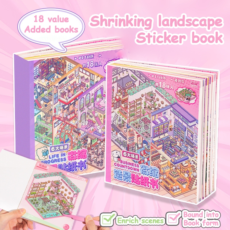 Collection of Miniature Scenes Stickers PET Sticker Paper Scrapbooking ...