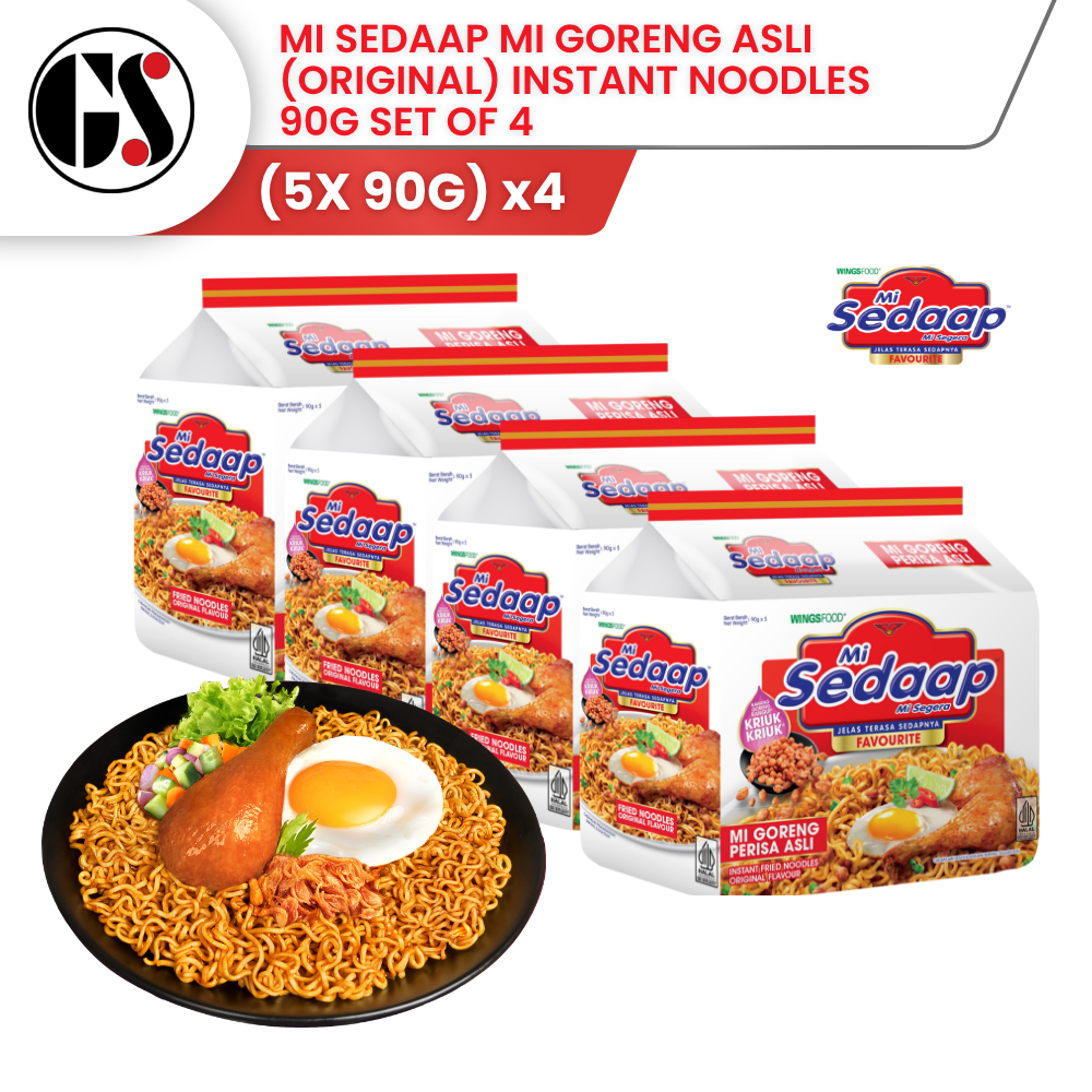 Mi Sedaap Mi Goreng Asli (Original) Instant Noodles 90g (Pack of 5) Set ...