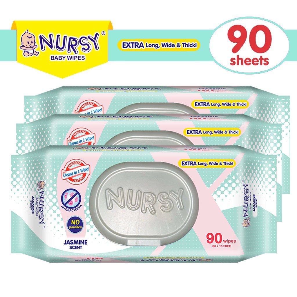 Nursy Baby Wipes Extra Jasmine Scent 90s x 3 | Shopee Philippines