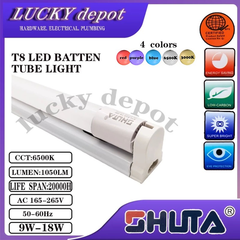 (SHUTA) T8 LED BATTEN TUBE LIGHT STLS12 ( 9W / 18W ) BLUE/RED/3000K ...