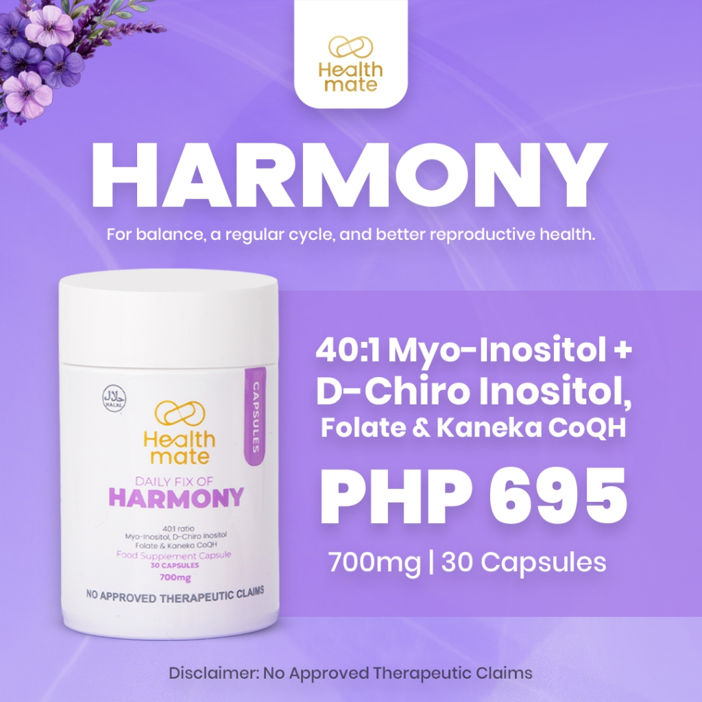 Healthmate HARMONY 40:1 ratio Myo-Inositol, D-Chiro Inositol, Folate & Kaneka CoQH 30capsules ...