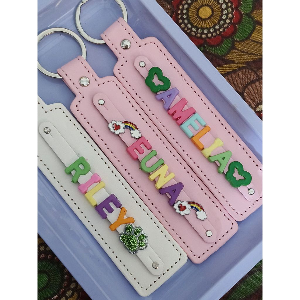 Personalized leather keychain bag tag slide letter | Shopee Philippines