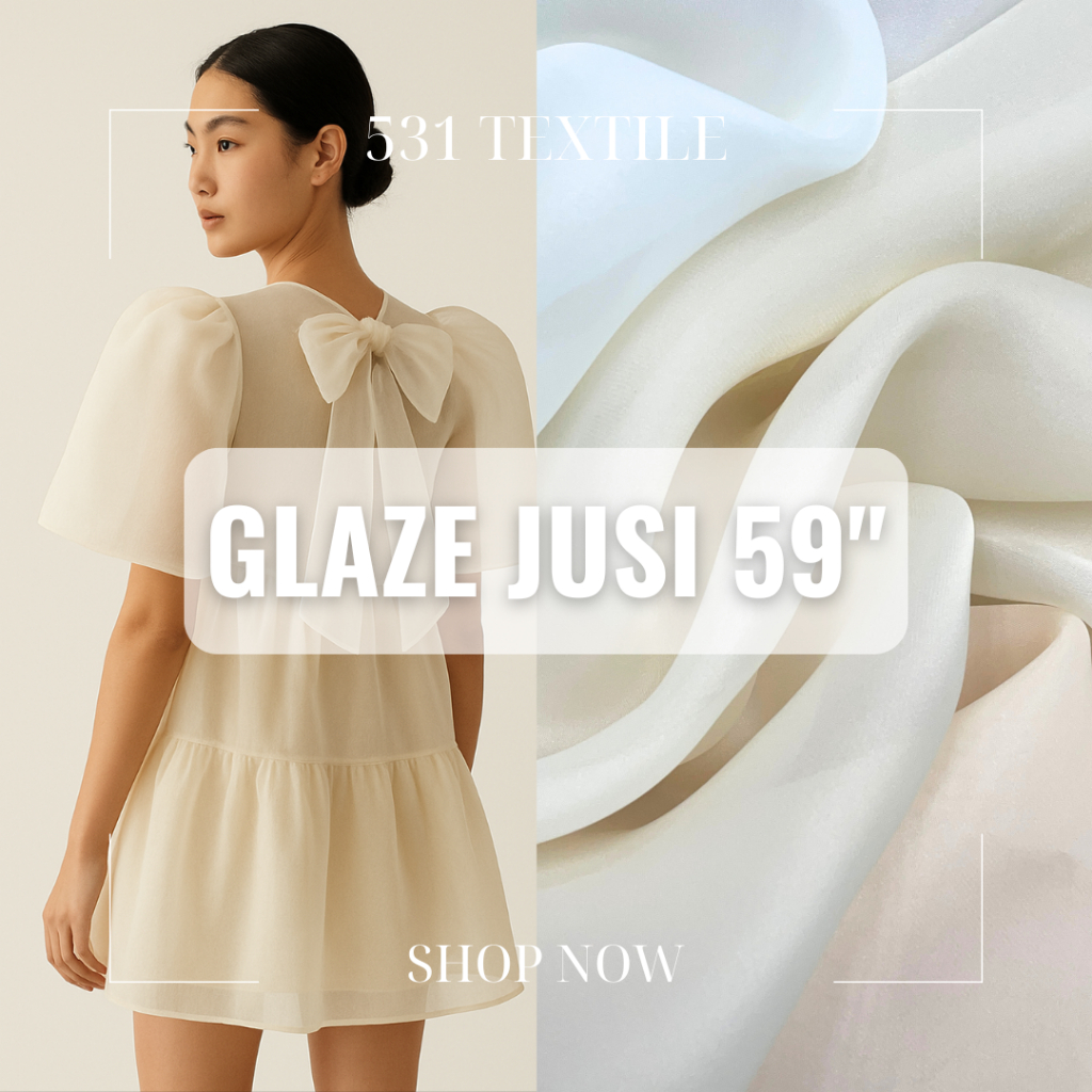 GLAZE PEKIN TAIWAN JUSI ORGANDY ORGANZA FABRIC/TELA 59" FOR DRESS GOWN ...