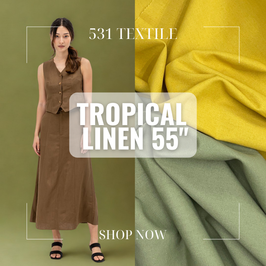 TROPICAL LINEN RAYON VISCOSE SOFT COTTON BLEND FABRIC / TELA 55" FOR ...