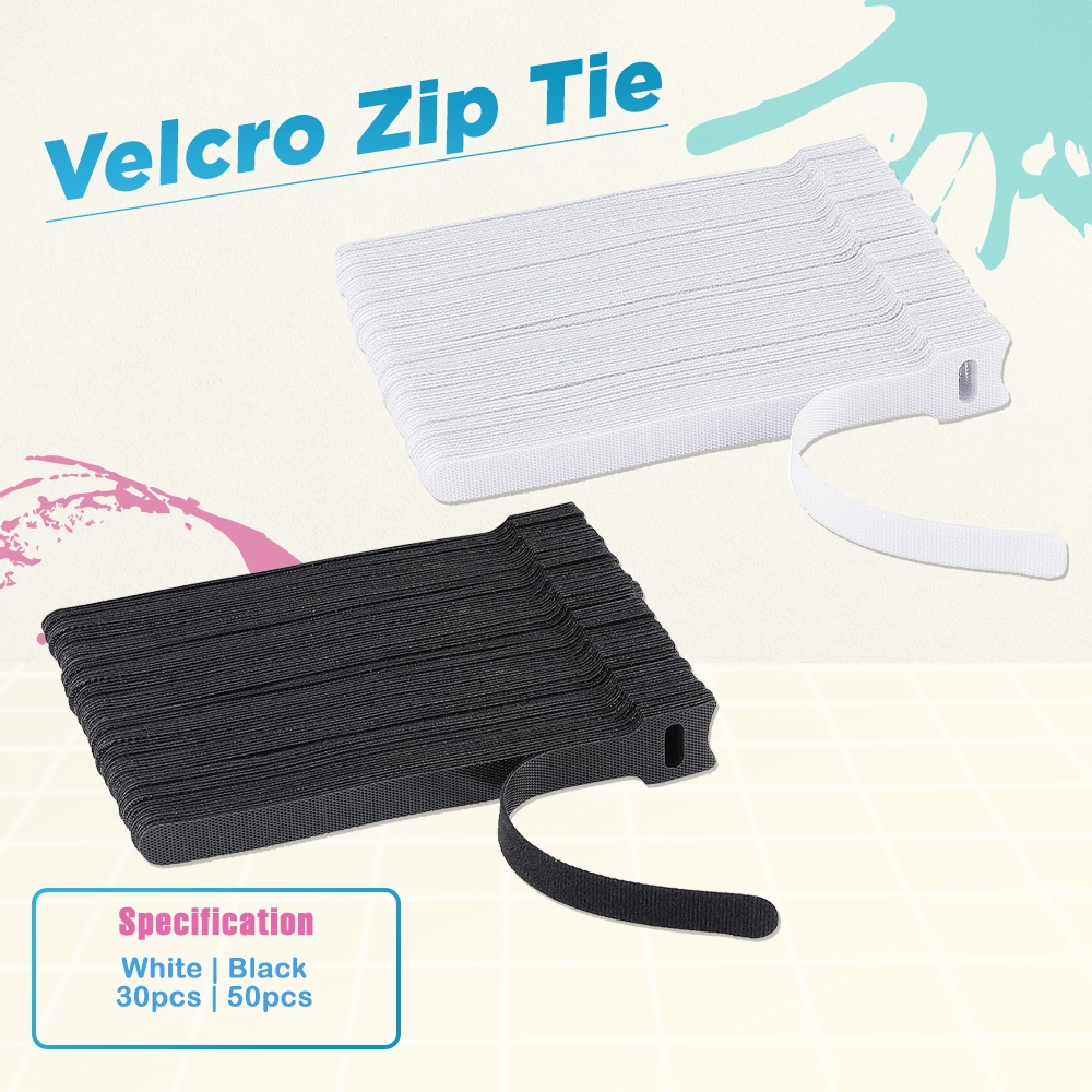 30-50pcs Velcro Lock Zip Ties Reusable Cable Tie Cable Management Tape ...