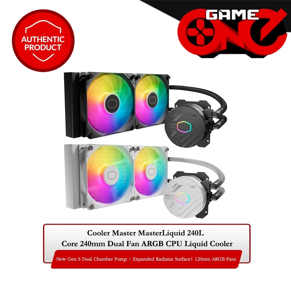 Cooler Master MasterLiquid 240L Core 240mm Dual Fan ARGB CPU Liquid ...