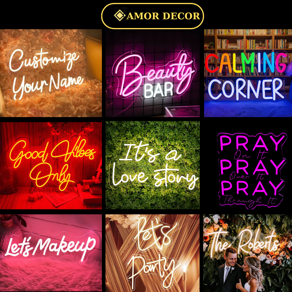 AMOR Name Sign Customized Use Decoration Material Acrylic, Neon Led For ...