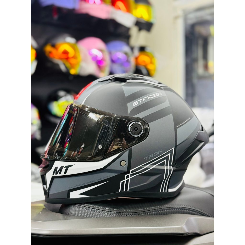 MT Stinger 2 G - TRON Full face Single Visor Helmet (FREE Clear Visor ...