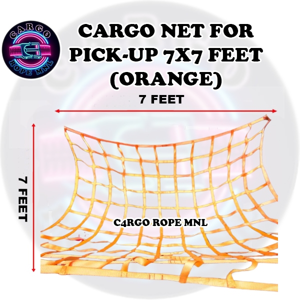 ORANGE FOR PICK-UP CARGO NET WITH 2 FREE CARGO ROPE Strap for Speakers ...