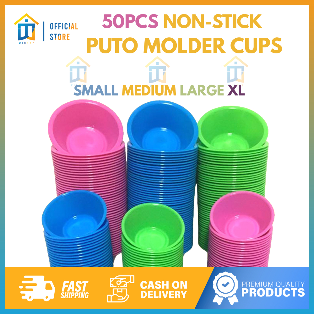 Wintop 50pcs Puto Molder Set Durable Plastic Cups in Small Medium Large ...