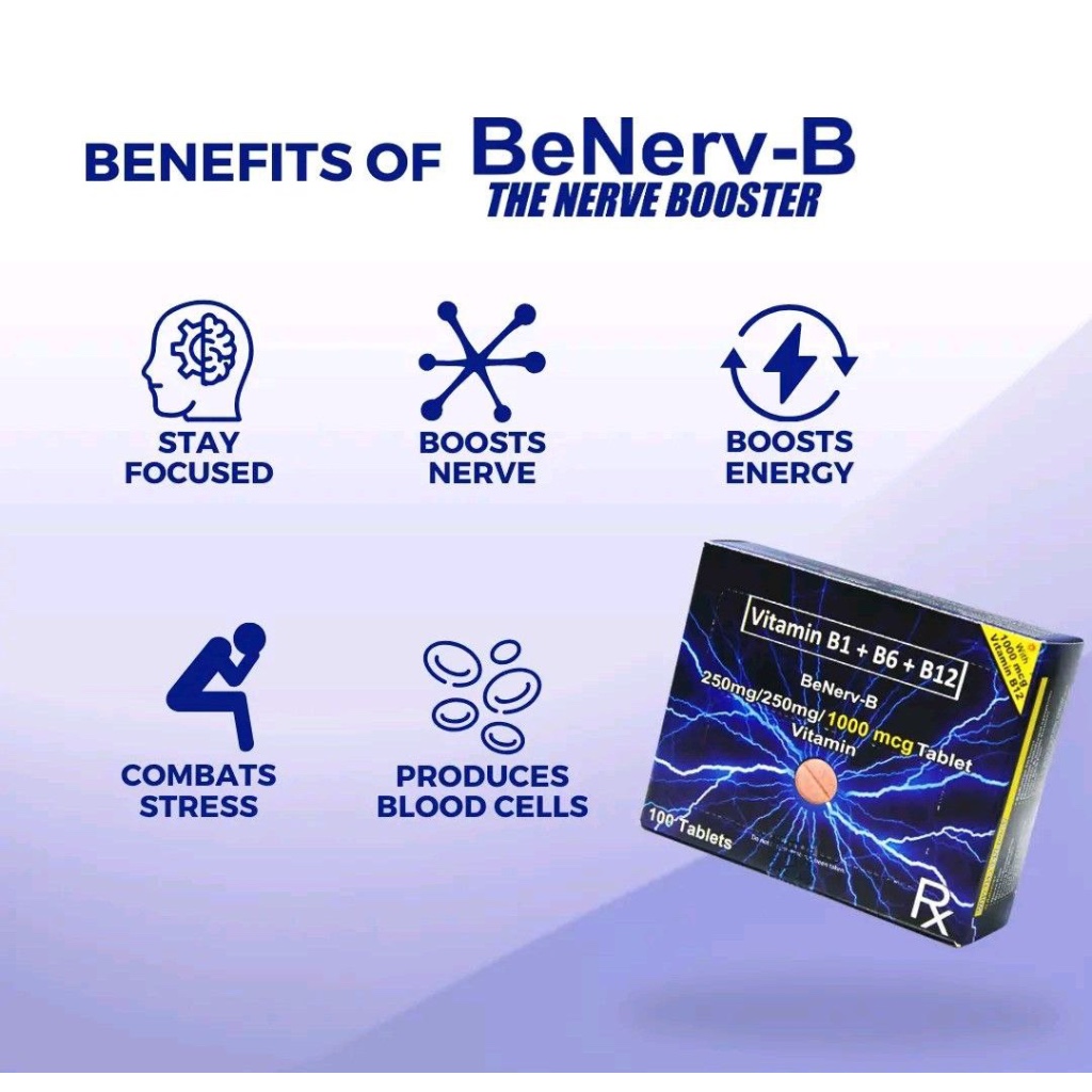 BeNerve-B Vitamin B1 + B6 + B12 Nerve Vitramins 10 capsules | Shopee ...
