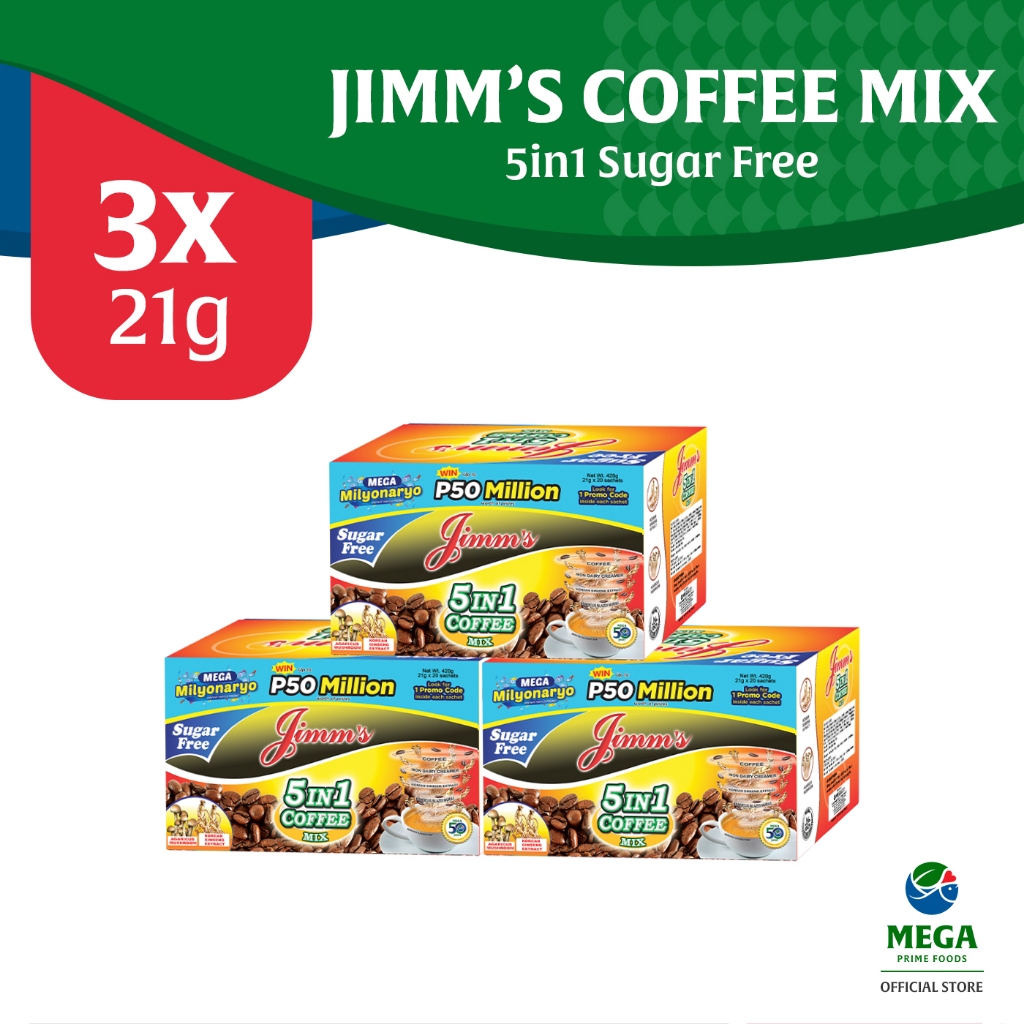 Jimm's Coffee Mix | 5 in 1 Sugarfree Coffee 21g by 20s - Bundles of 3 ...
