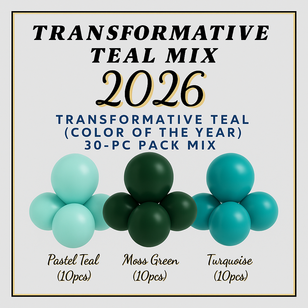 Transformative Teal Mix 2026 Balloon Set – Pastel Teal, Moss Green ...