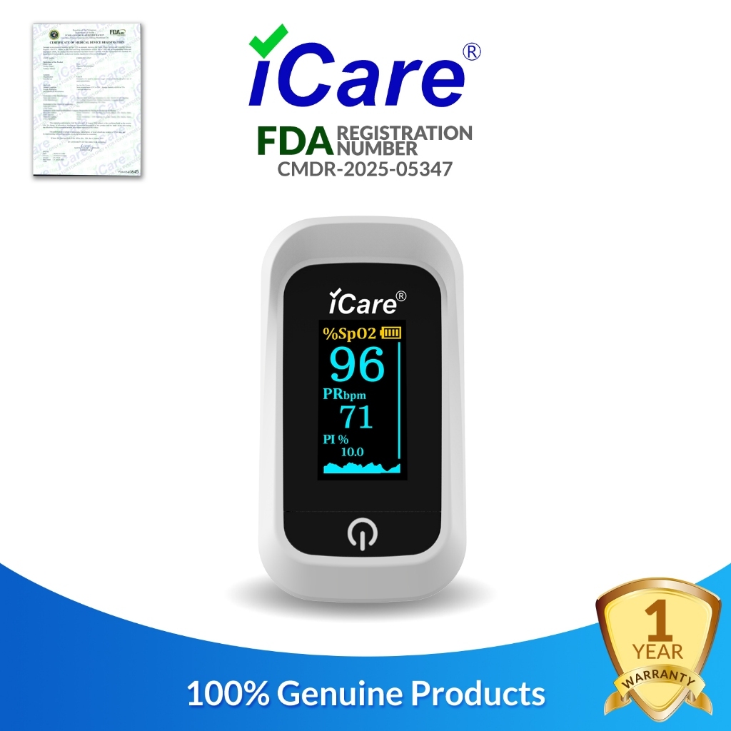iCare OX001 Fingertip Pulse Oximeter, (SpO2)Blood Oxygen Saturation ...
