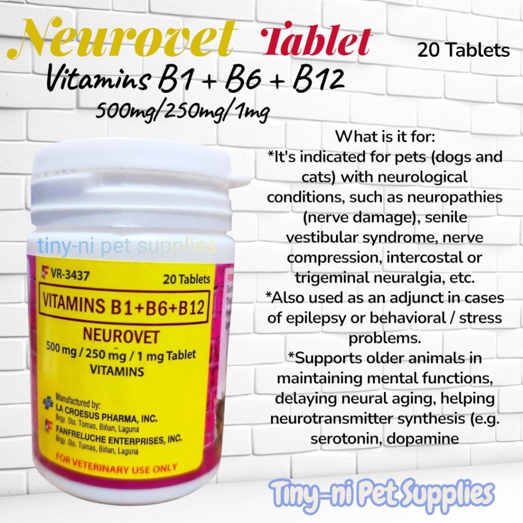 Neurovet Tablet for Pet Dogs and Cats|Vitamin$ B1+B6+B12 Supportive ...