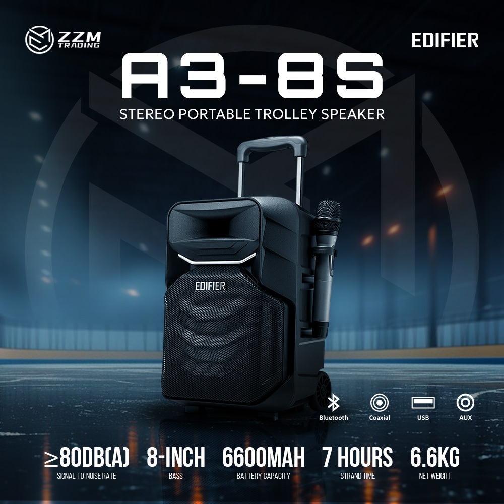 Edifier A3-8S Trolley Speaker, TWS Pairing, Bluetooth/AUX/Mic, Karaoke ...