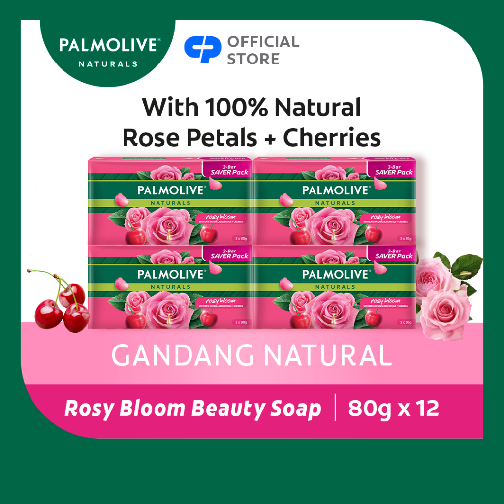 PALMOLIVE Naturals Rosy Bloom Natural Rose Petals & Cherries Body Soap ...
