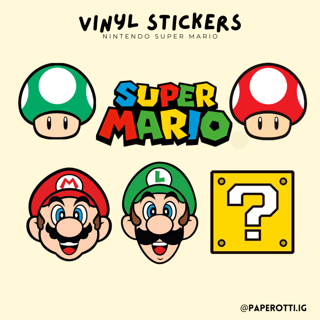 Super Mario Brothers Sticker | Super Mario | Waterproof Vinyl Sticker ...