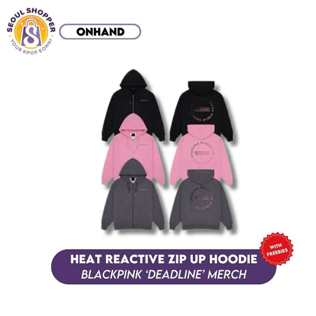 BLACKPINK DEADLINE TOUR MERCH - HEAT REACTIVE ZIP UP HOODIE | Shopee ...