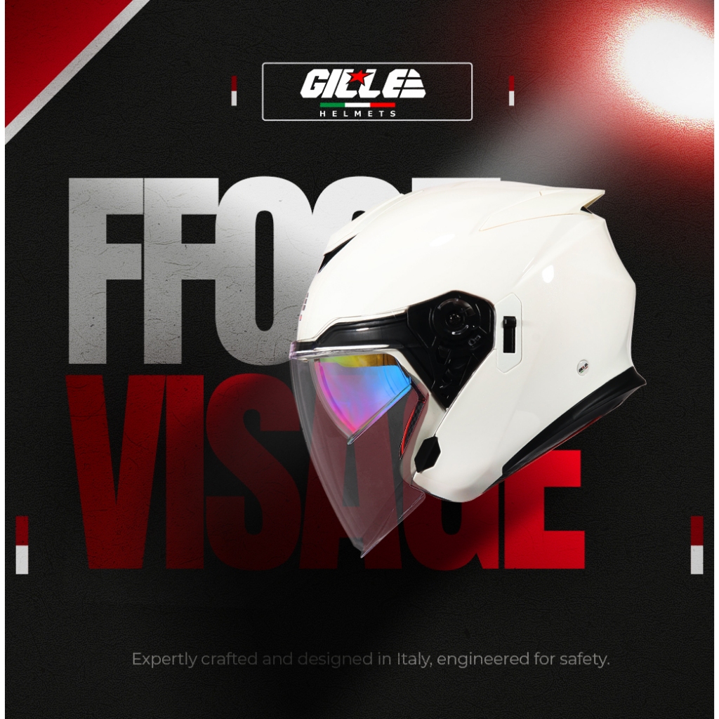 GILLE FF005 Visage Half Face Helmet Gold Iridium Inner Visor Motorcycle ...