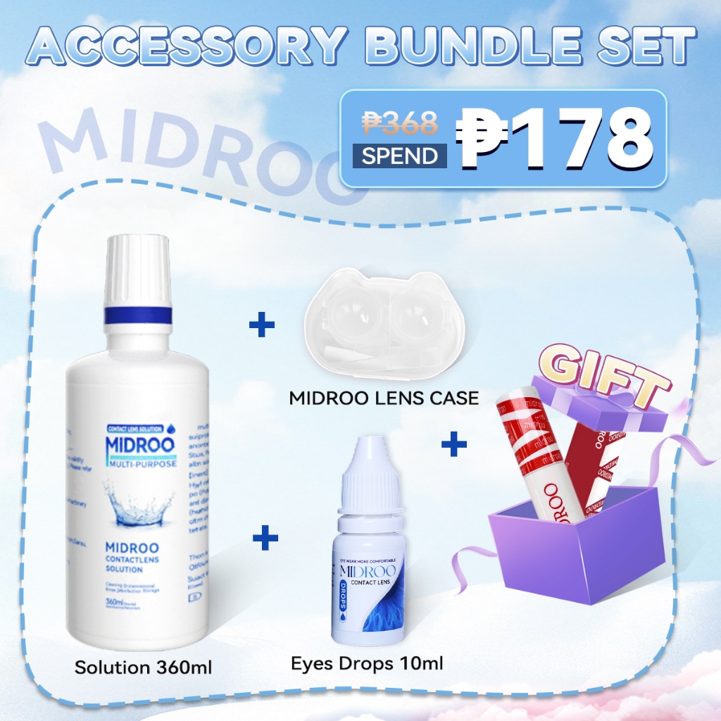 【Buy 1 Grt Free Lipstick】Midroo Lens Bundle Set Contact Lens Solution ...
