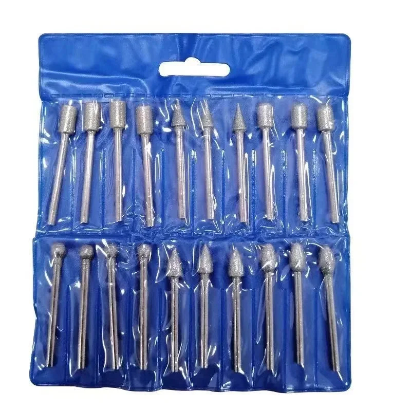20pcs 3mm Shank Diamond Grinding Heads Mini Drill Burrs Bit Set for ...