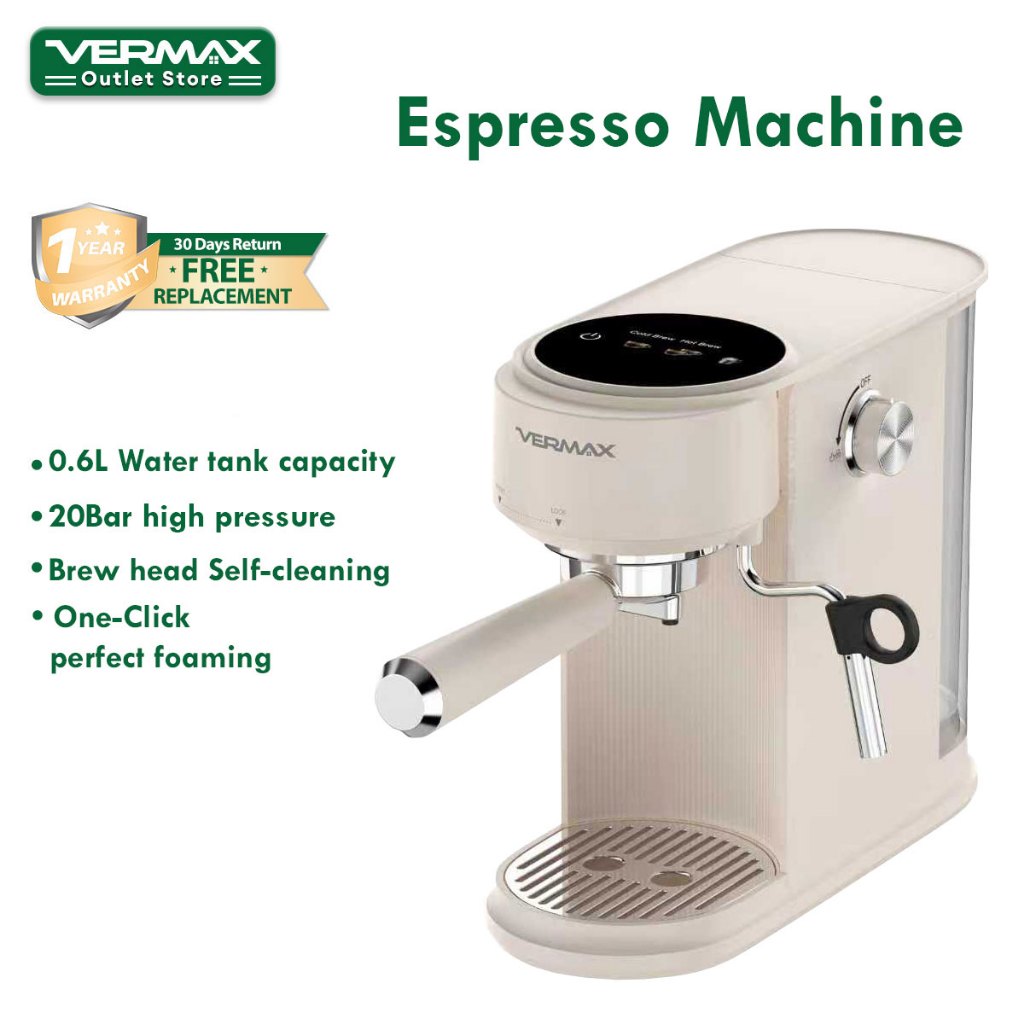 Vermax COLD/HOT Brew Espresso Coffee Machine 1350W Milk frother system ...