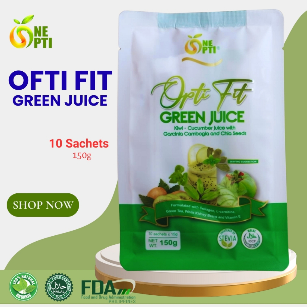 OPTI FIT GREEN JUICE 10 SACHETS x 15g (WITH KIWI CUCUMBER GARCINIA ...