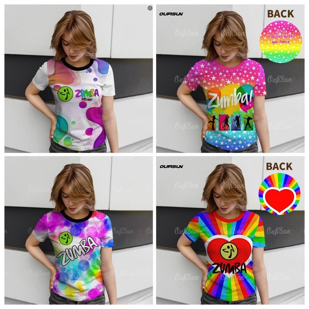 2025 Zumba T-shirt Women’s Zumba wear Uniform Street Fashion Round Neck ...