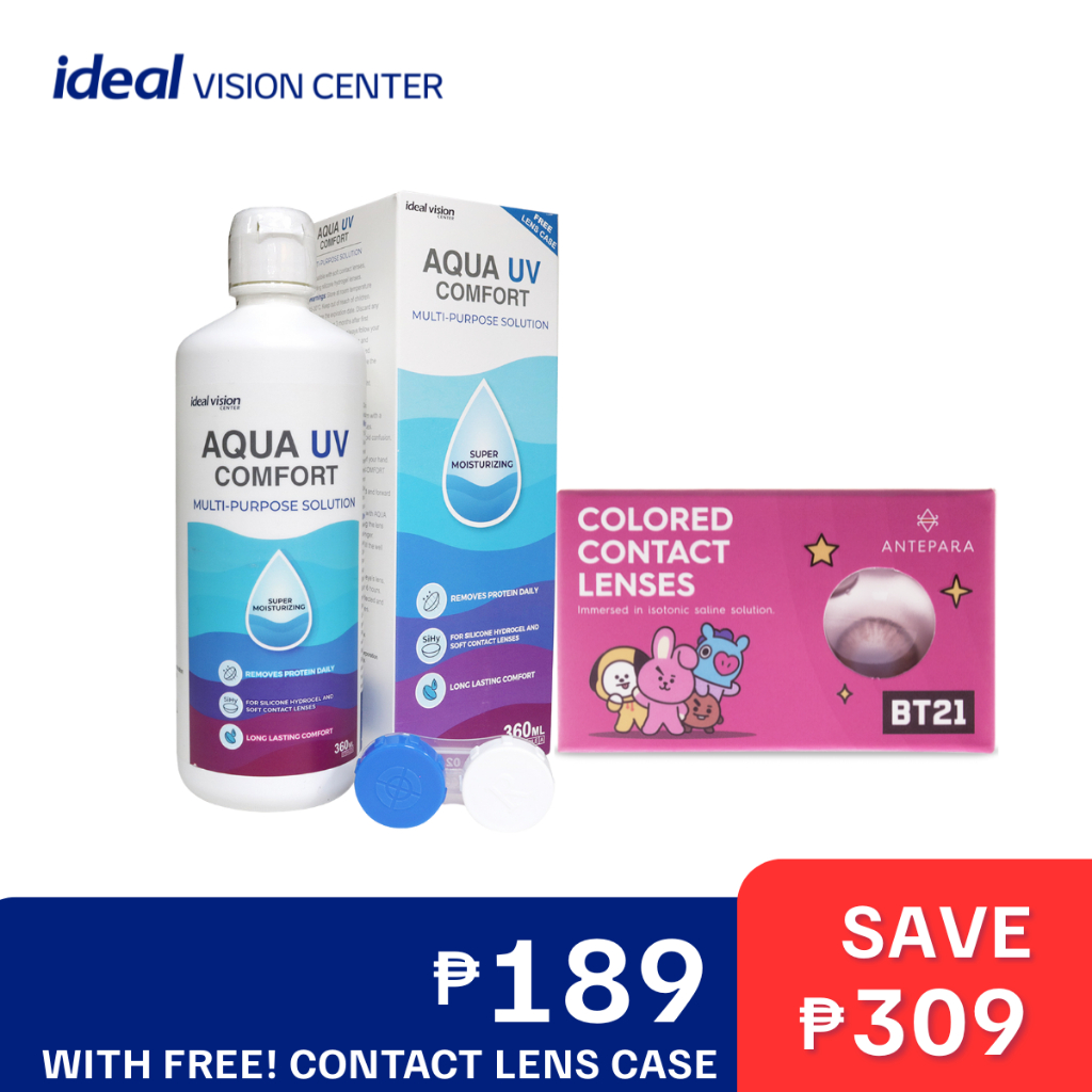 BT21 IRISH ROSE Contact Lens + Aqua UV Comfort Solution 360ml (SOLUTION ...