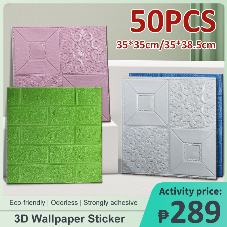 50pcs 3D wall paper sticker water proof room decoration wallpaper ...