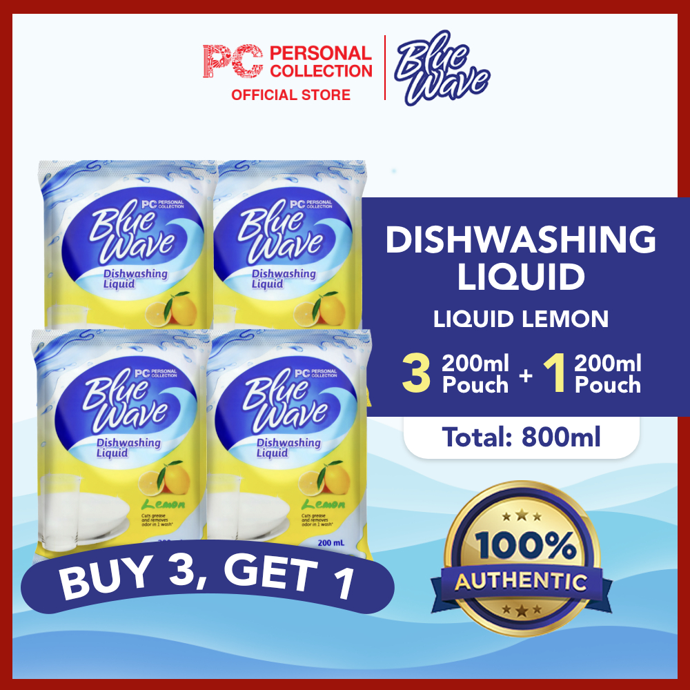 Blue Wave Dishwashing Liquid Lemon 200ml Pouch (Buy 3, Get 1 Free ...